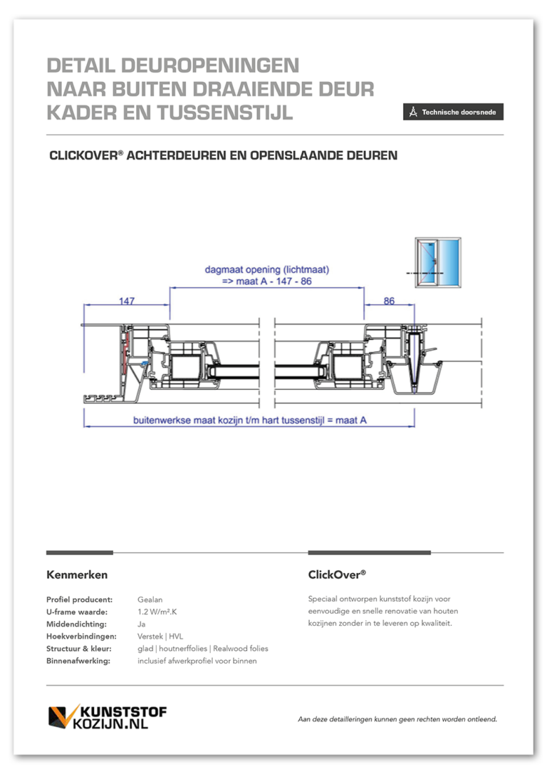Technische tekeningen ClickOver® kozijnen