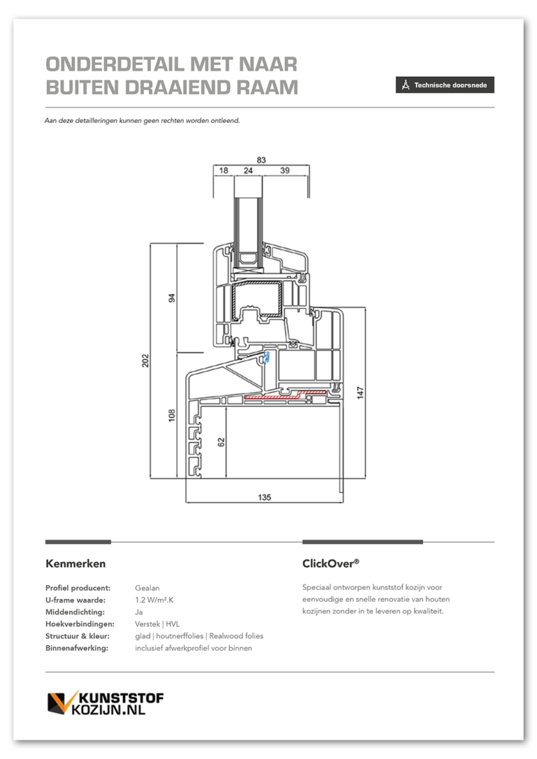 Technische tekeningen ClickOver® kozijnen